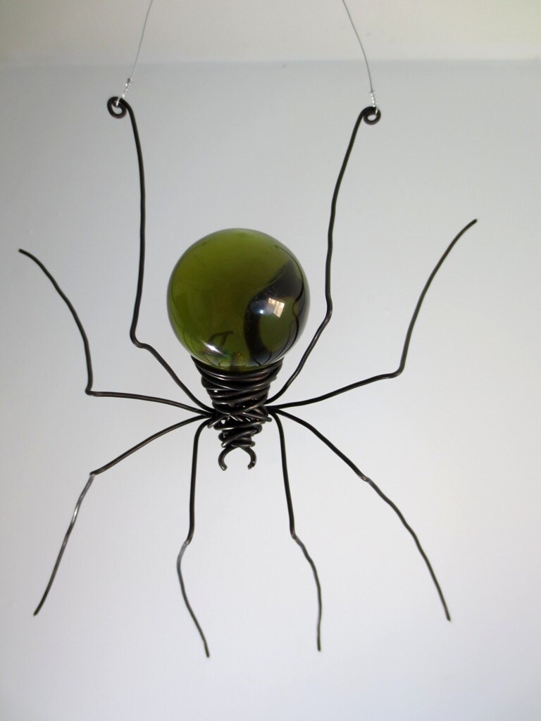 Forest Green Sun Catcher Window Spider Hanging Art Made to | Etsy