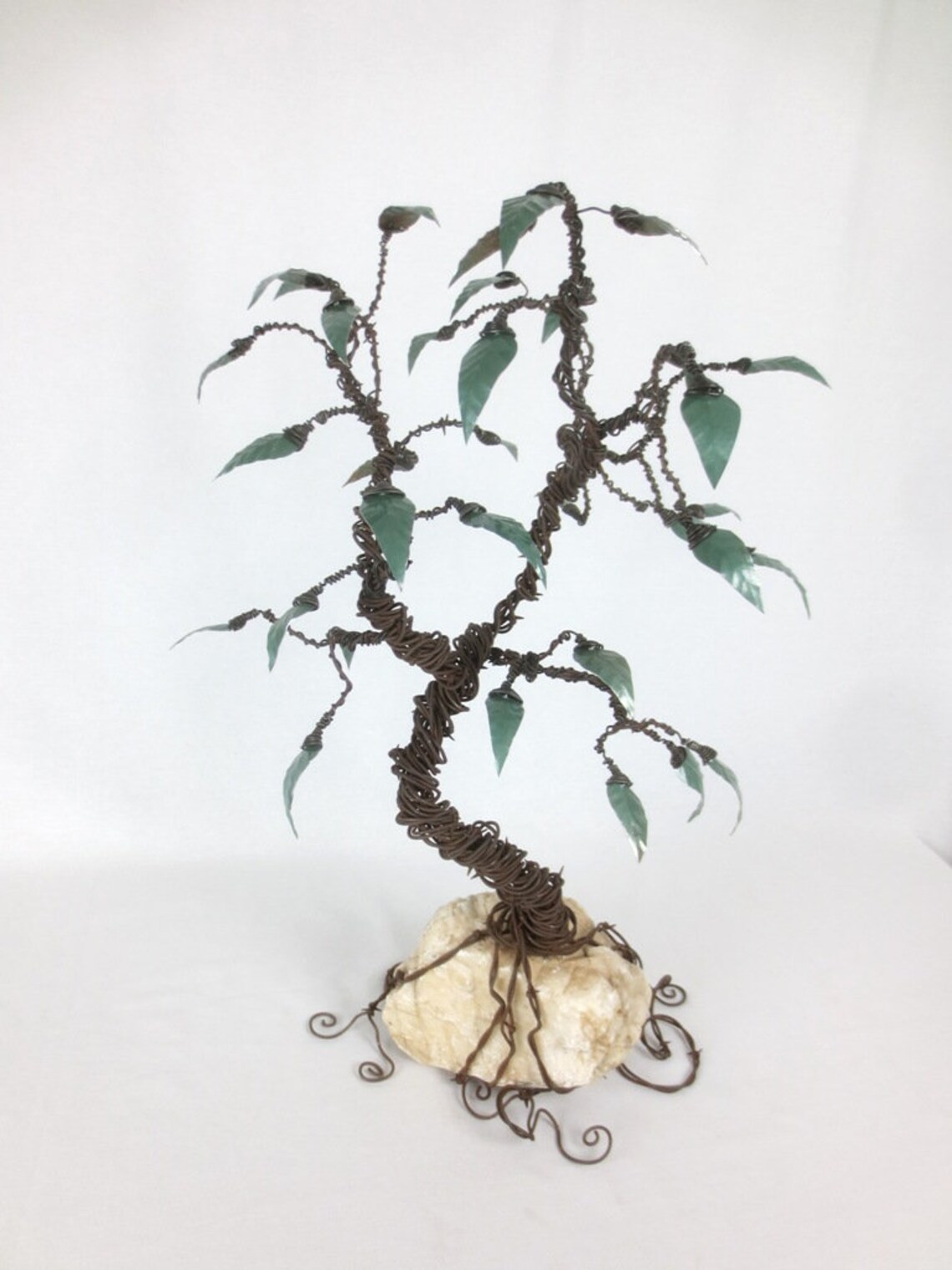 Twisted Barbed Wire Tree With Metal Leaves Reclaimed Sculpture - Etsy