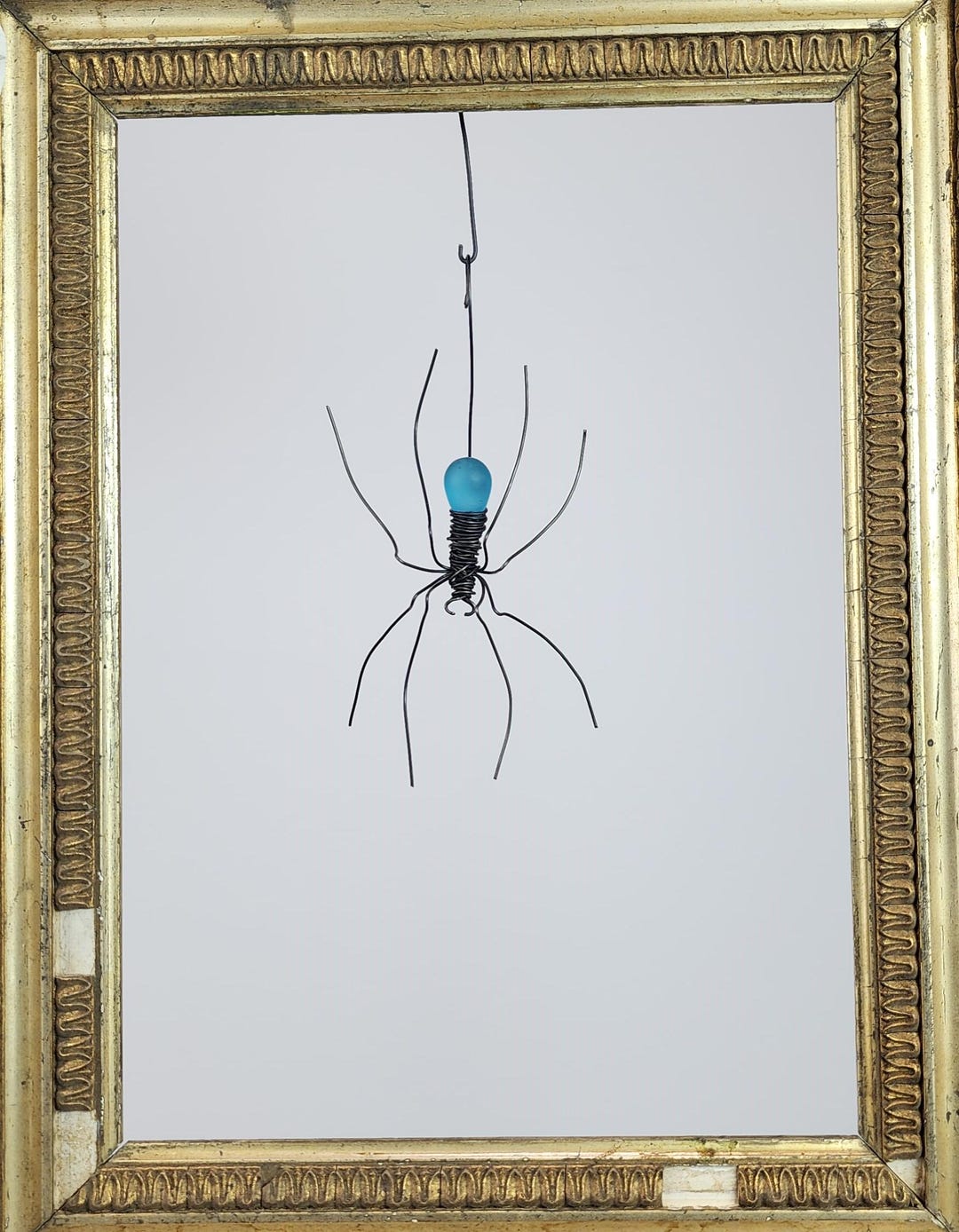 Wee Dangly Icy Blue Glass Spider Repurposed Art, Free Shipping in US - Etsy