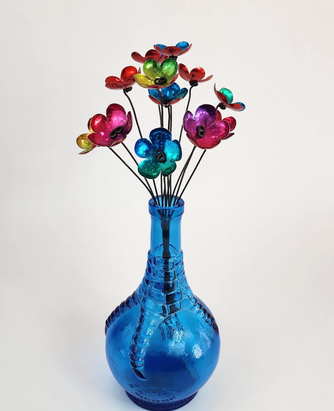 Amazing Metallic Rainbow Colors Bouquet of Forever Blooming Tin Flowers ...