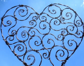 Burly Spirillian Barbed Wire Heart of Spirals for Your | Etsy