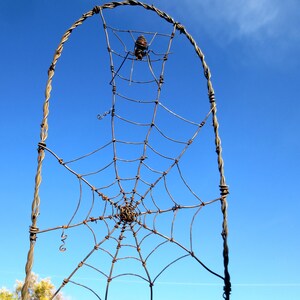 Spider in A Tattered Web Barbed Wire Garden Trellis Made to Order - Etsy