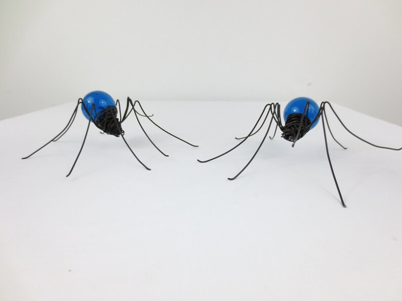Twin Beautiful Blue Spiders Repurposed Art - Etsy