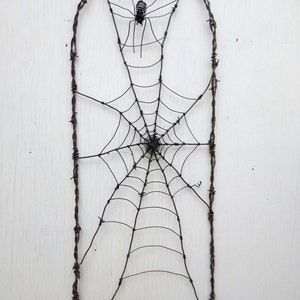 Spider in A Tattered Web Barbed Wire Garden Trellis Made to Order - Etsy