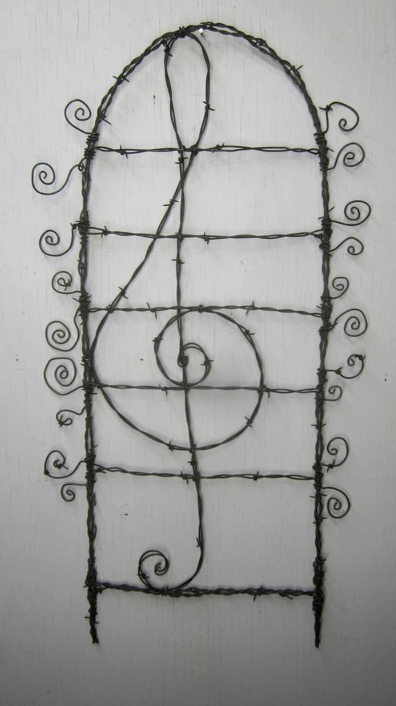 Lovely Lyrical Treble Clef Barbed Wire Garden Trellis Made to Order - Etsy