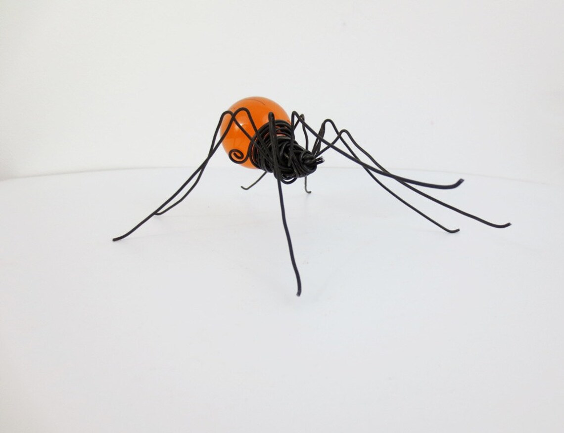 Spectacular Orange Spider Wire and Vintage Globe Repurposed Art - Etsy