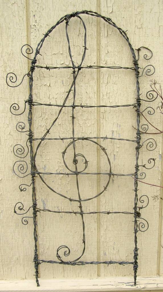 Lovely Lyrical Treble Clef Barbed Wire Garden Trellis Made to | Etsy