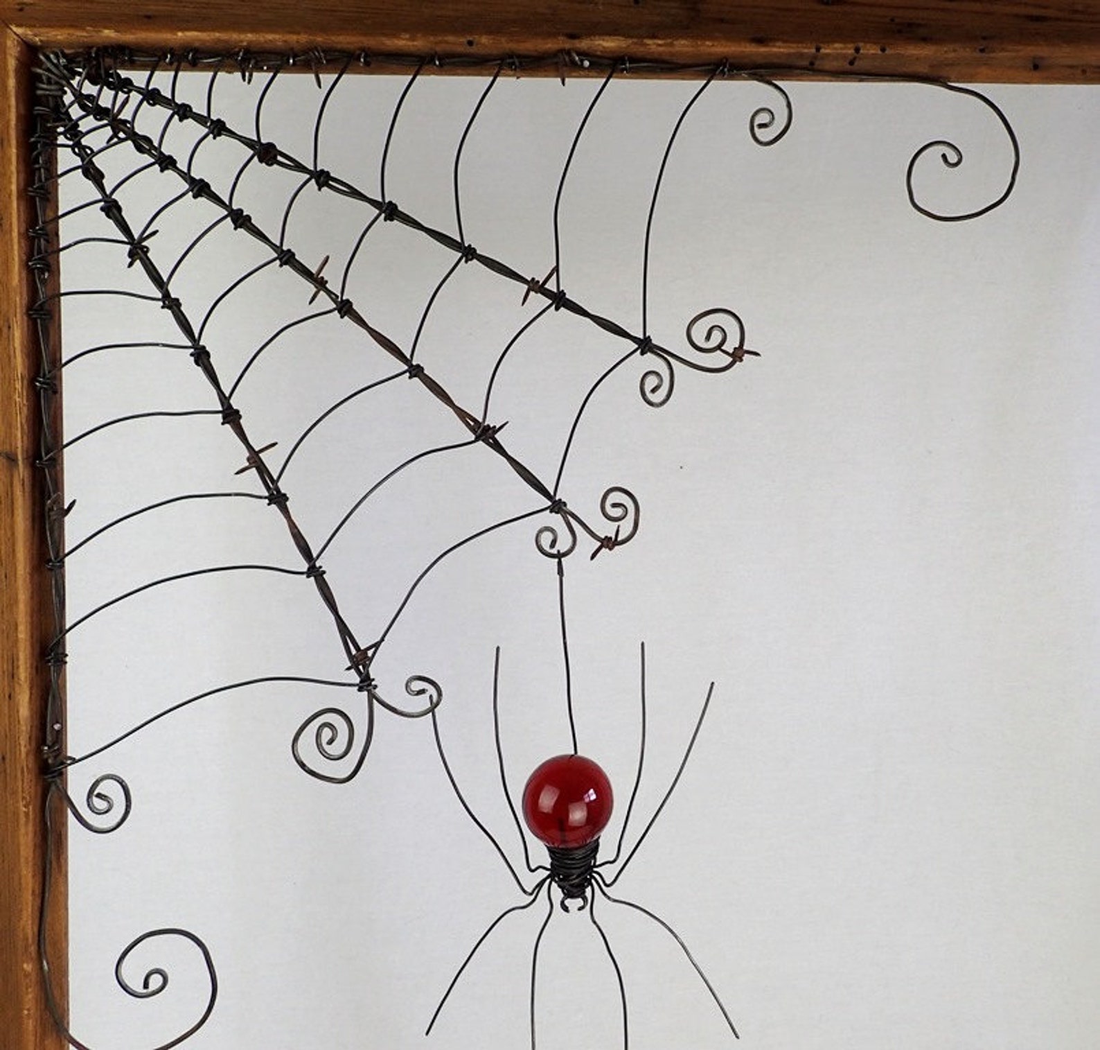 18" Barbed Wire Corner Spider Web With Red Spider - Etsy