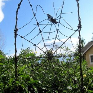 Spinning Spider in A Web Barbed Wire Garden Trellis - Etsy