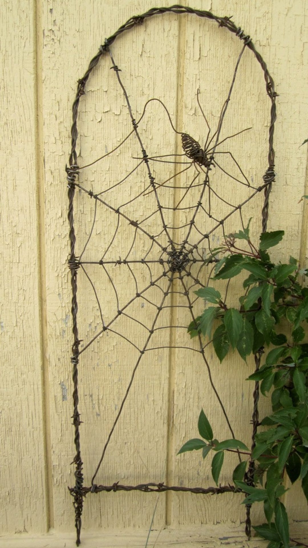 Spinning Spider in A Web Barbed Wire Garden Trellis - Etsy