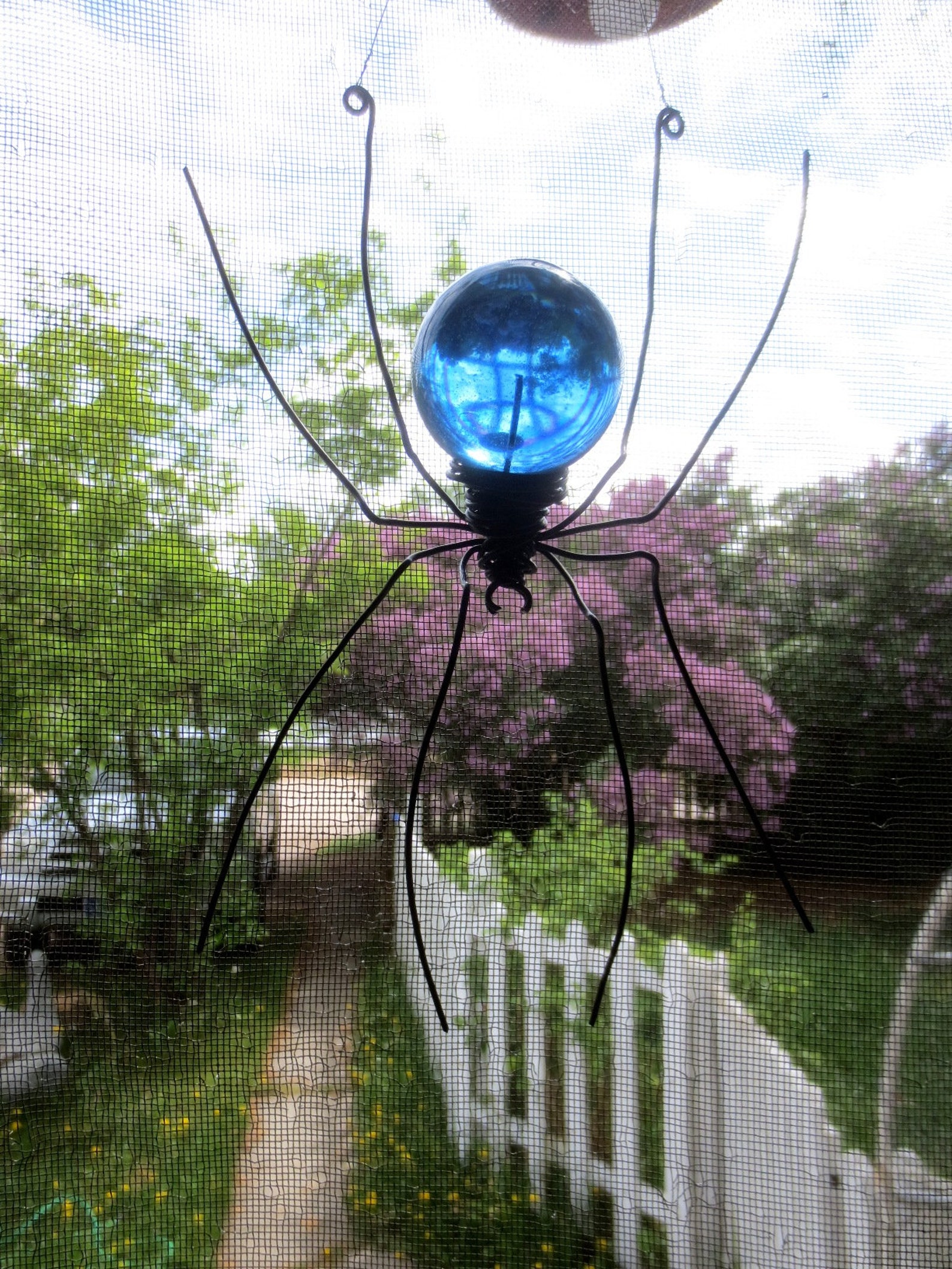 Beautiful Blue Sun Catcher Window Spider Hanging Art Made to - Etsy