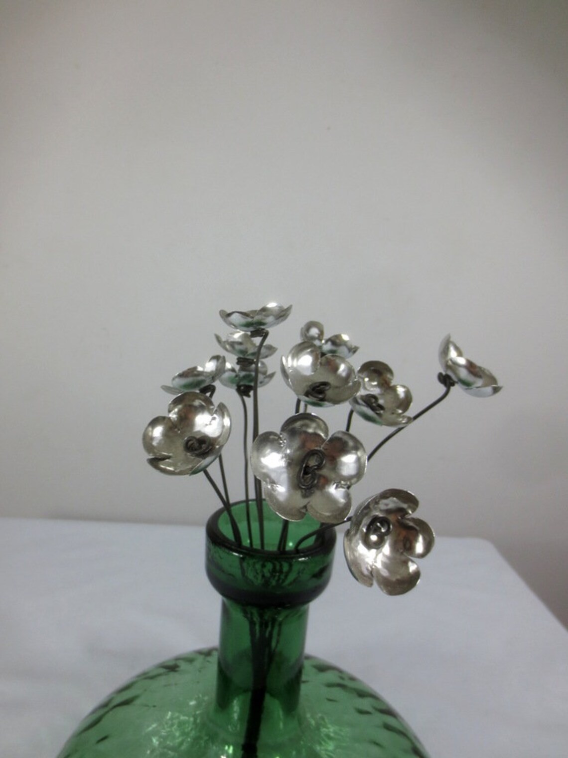 Silver Bouquet of Forever Blooming Flowers Repurposed Art | Etsy