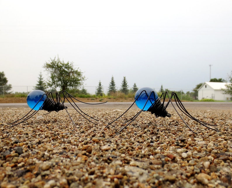 Twin Beautiful Blue Spiders Repurposed Art - Etsy