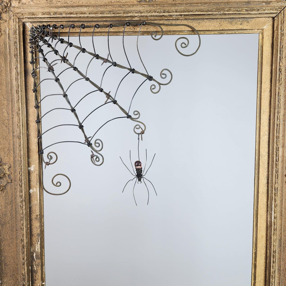 Lovely Pink Glass Spider Dangles From 12" Barbed Wire Corner Spider Web Made to Order - Etsy