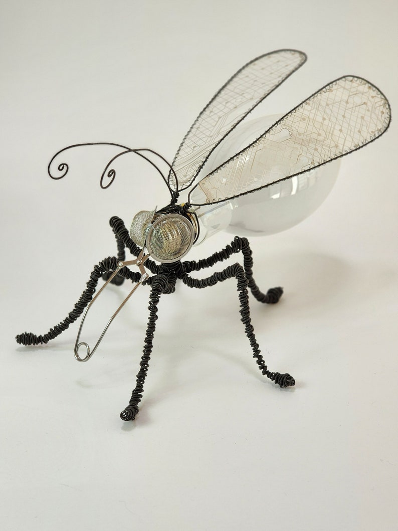 Large Mosquito Like Creature , Light Bulb & Wire Repurposed Sculpture ...