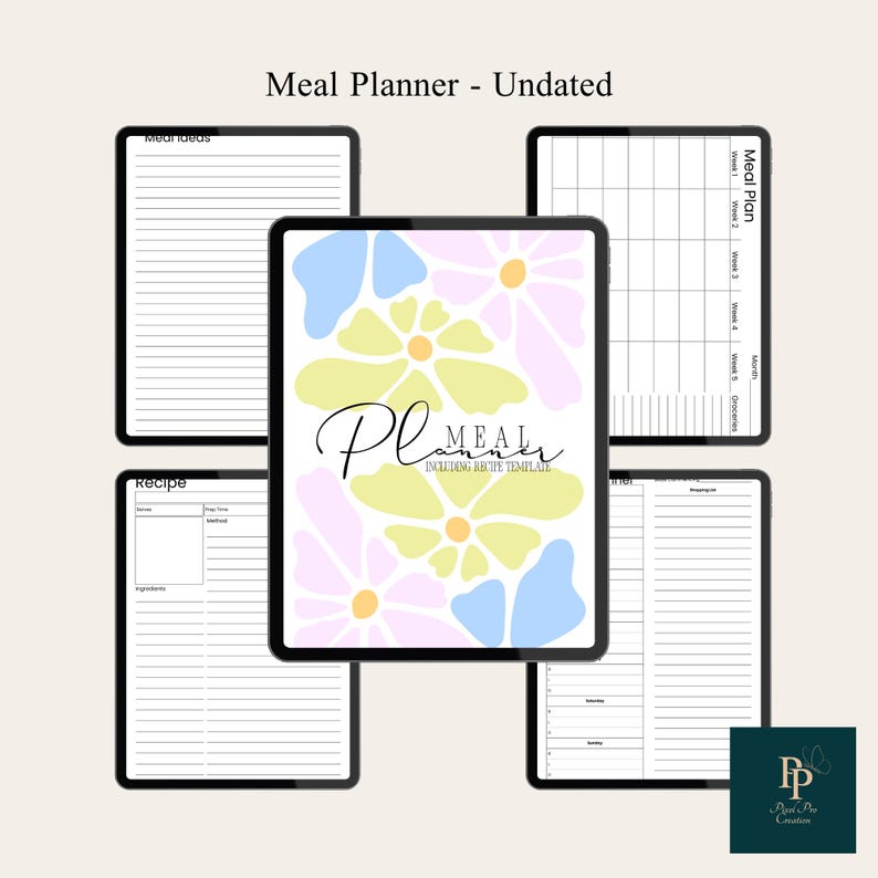 Meal Planner and Recipe Template. Digital - Etsy
