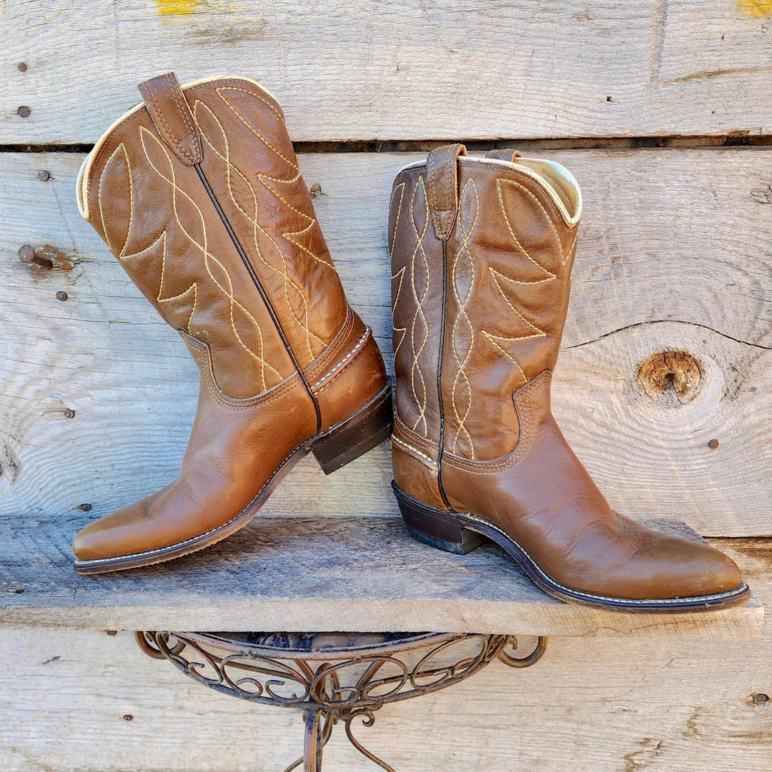 Vintage ACME Brown Leather Womens' Cowboy Boots Size 5 1/2 B - Western ...
