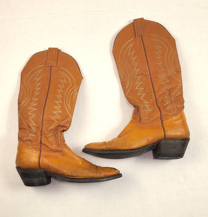Botas vaqueras vintage de cuero dorado NACONA con diseño de pata de ...
