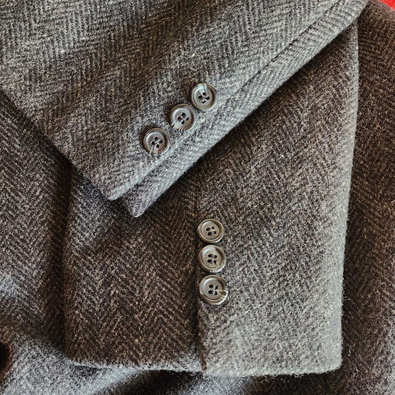 Vintage Chevron Tweed Notch Collar Overcoat - Towncra… - Gem