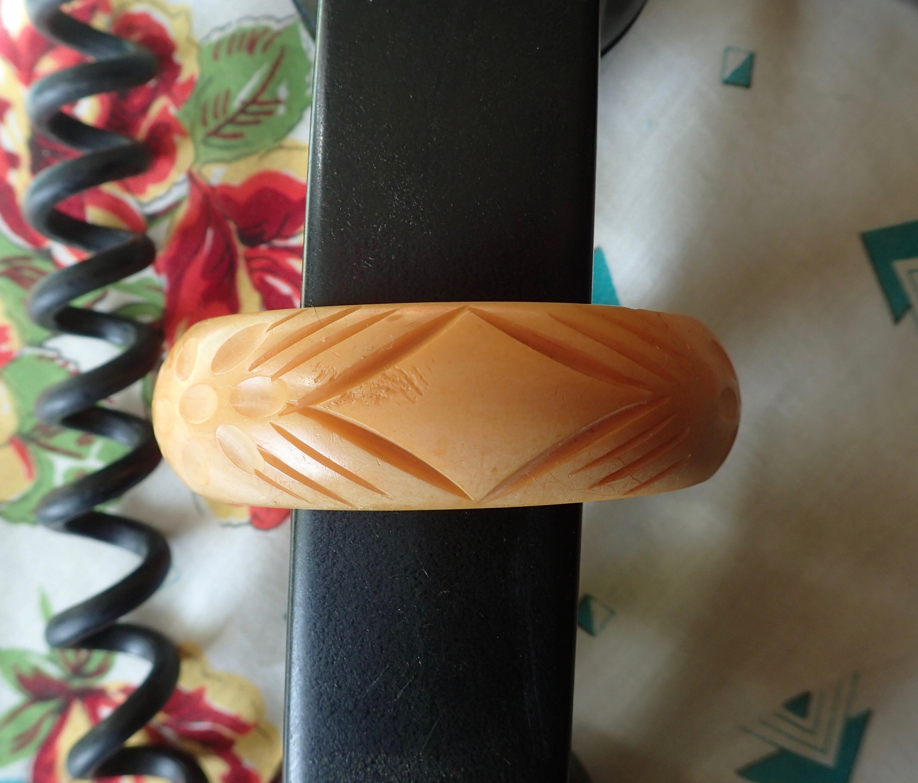 Vintage Carved Gold Bakelite Bracelet Retro | Etsy