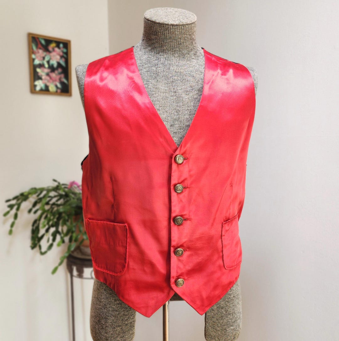 Vintage Red Satin Gambler's Vest - Dealer's Vest - Costume - Etsy