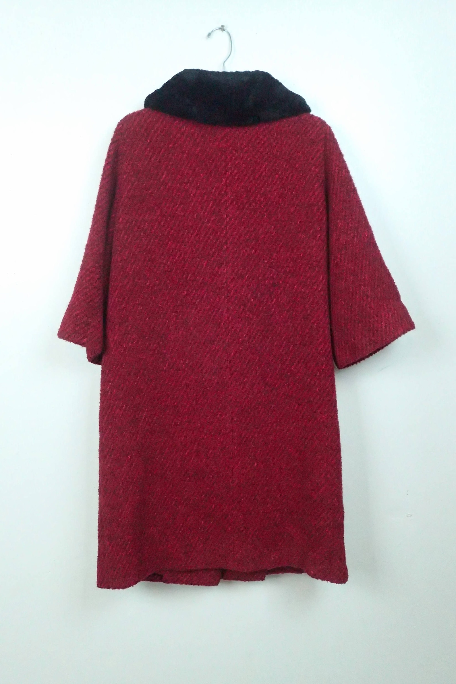 Vintage 1960's Woman's Red and Black Wool Coat W/faux | Etsy