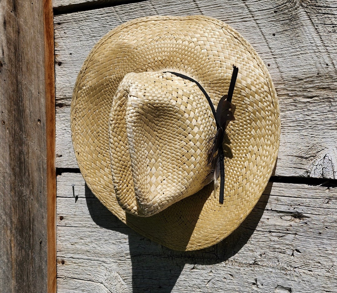 Vintage Distressed STETSON Straw Cowboy Hat Size 7 1/8 Woven Straw ...