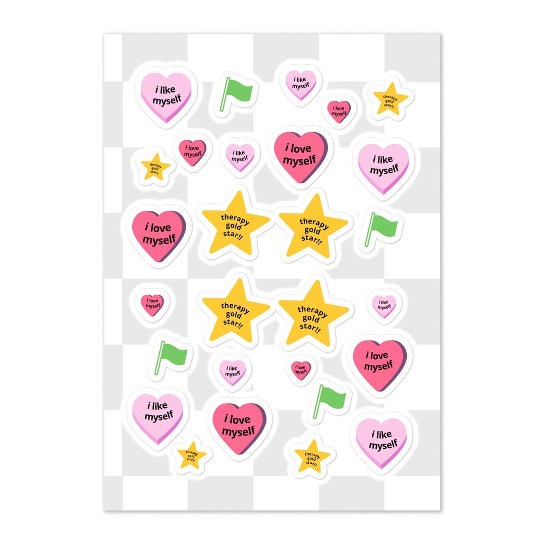 Therapy Gold Star Sticker Sheet | Mental Health Affirmation Stickers ...