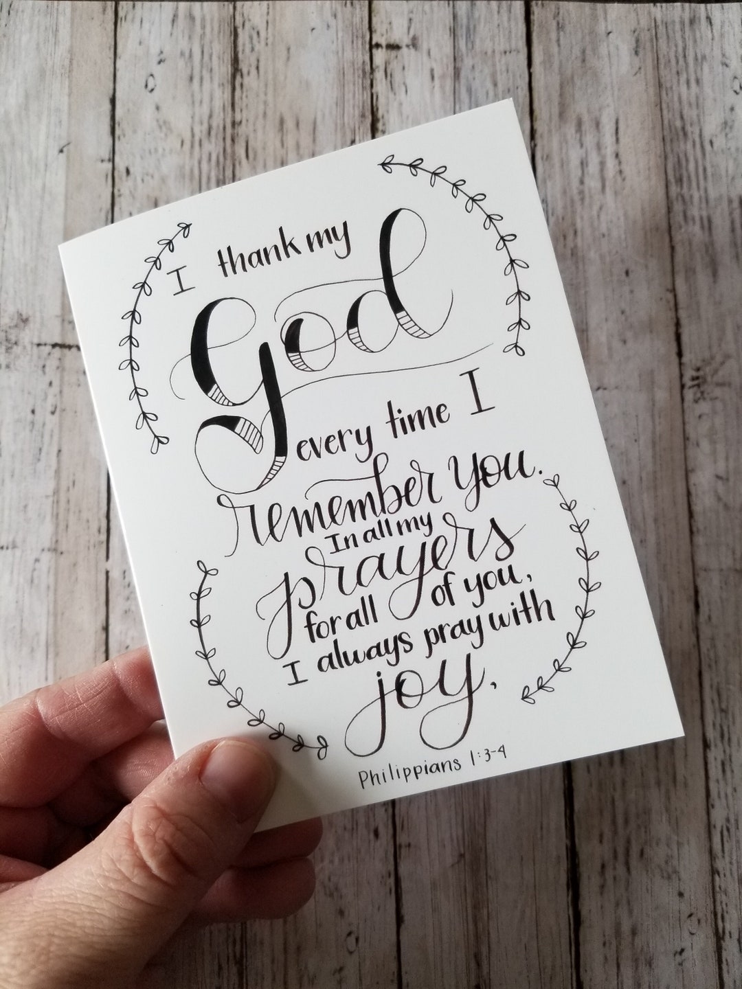I Thank My God Every Time I Remember You, Hand-lettered Thank You Card ...