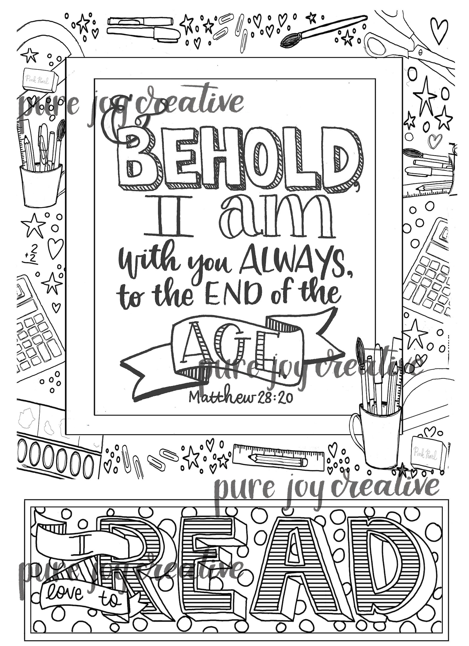 Matthew 28:20 Coloring Page and Bookmark, National Lutheran Schools ...