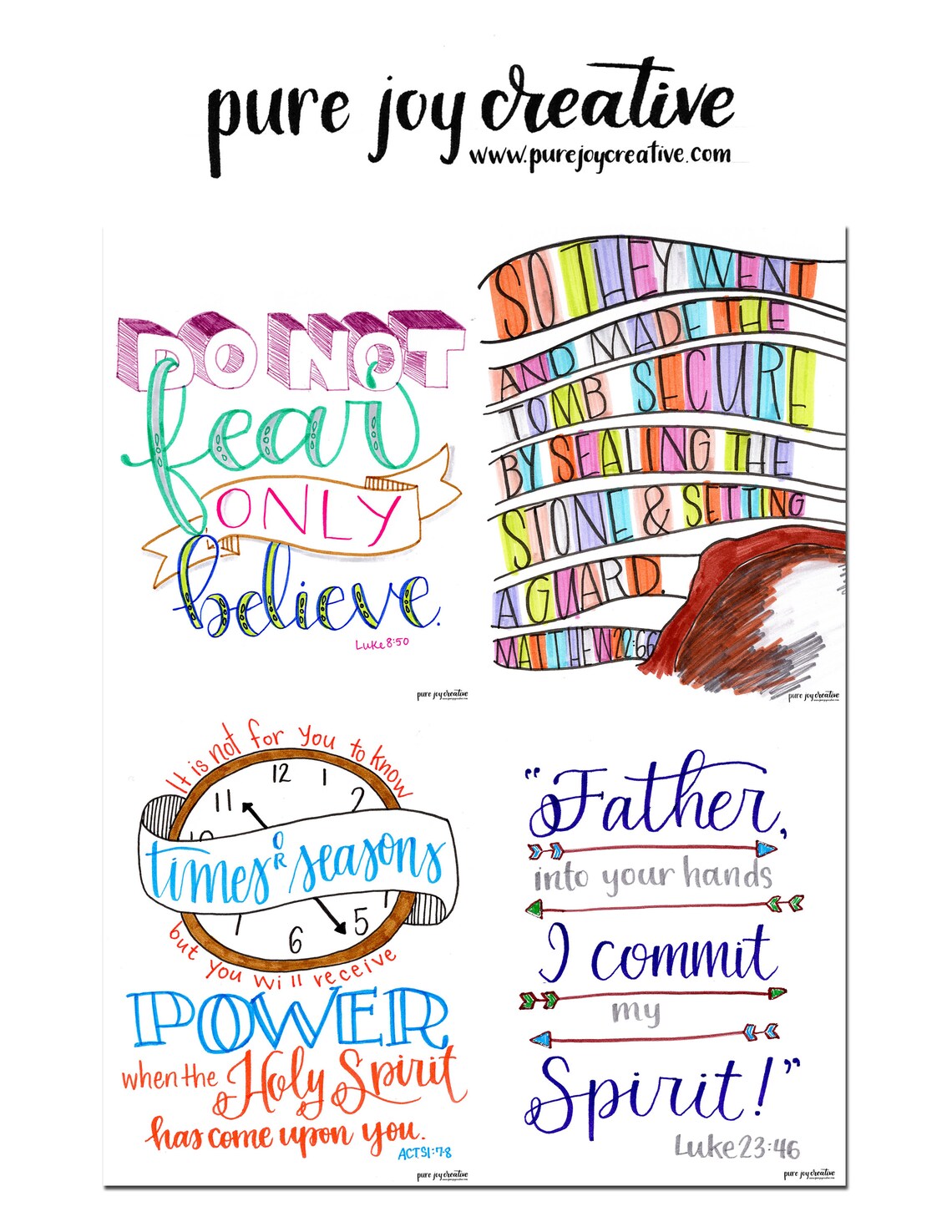 20 Colorful Scripture Cards Digital Art for Bible | Etsy