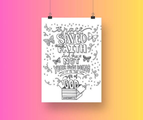 Ephesians 2 8 Coloring Page Ephesians 2:8 By Grace I Am Saved