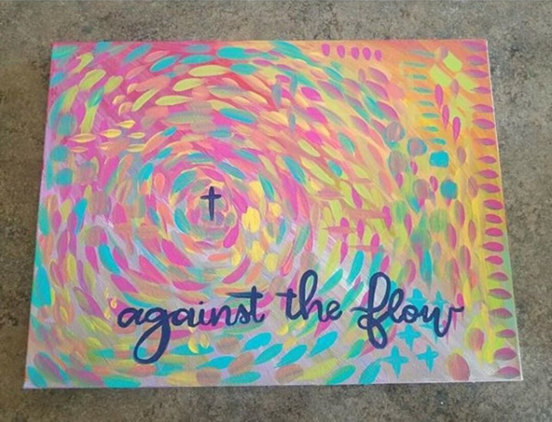12x16 Against the Flow, Colorful Christian Artwork, Acrylic Painting ...