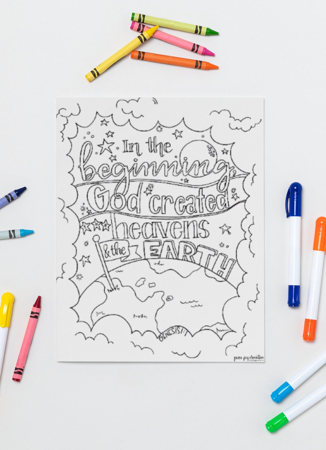In the Beginning God Created Heavens and Earth - Genesis 1:1 Printable ...