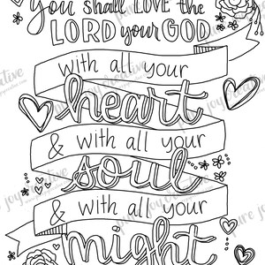 Love the Lord Your God With All Your Heart Deuteronomy 6:5 Coloring ...