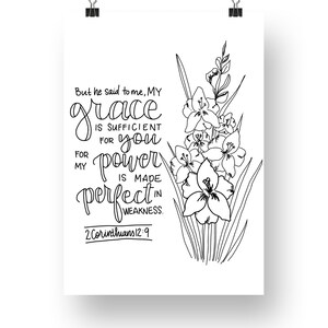 My Grace is Sufficient for You - 2 Corinthians 12:9 Coloring Page - Etsy