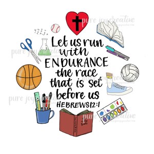 Hebrews 12:1-3 School Theme Verse Printable Bundle Endure Bookmarks ...