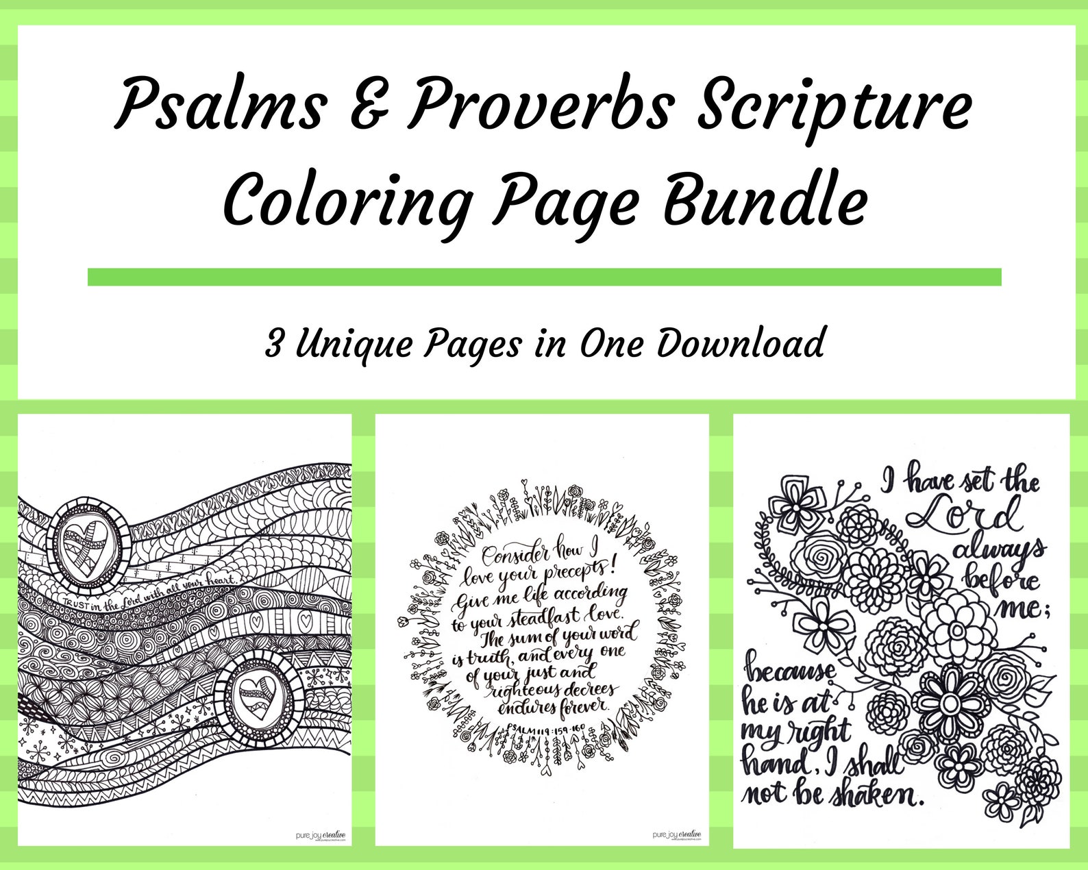 Psalms and Proverbs Scripture Coloring Page Bundle 3 | Etsy