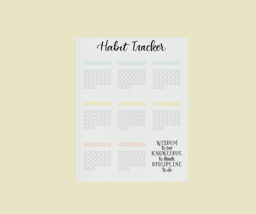 Wisdom, Knowledge, Discipline - Habit Tracker Printable - Etsy