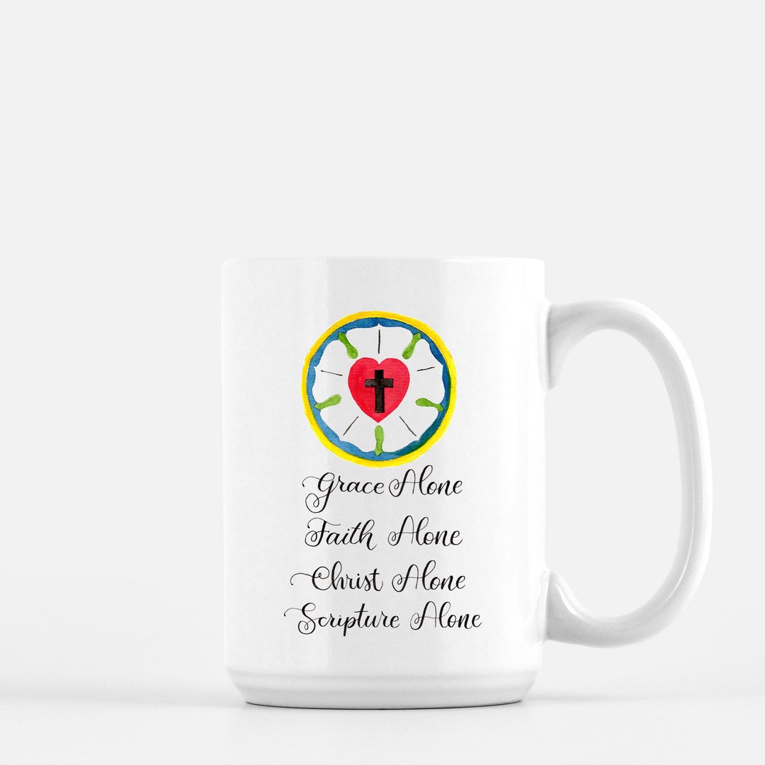 Luther's Rose and Solas Watercolor, Hand Painted Mug, Gift - Etsy