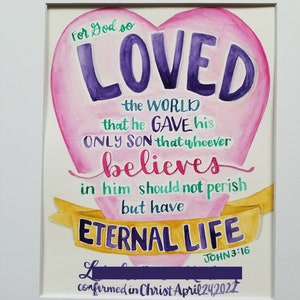 Custom Scripture Art Paintings Confirmation Verse Art Custom Watercolor ...