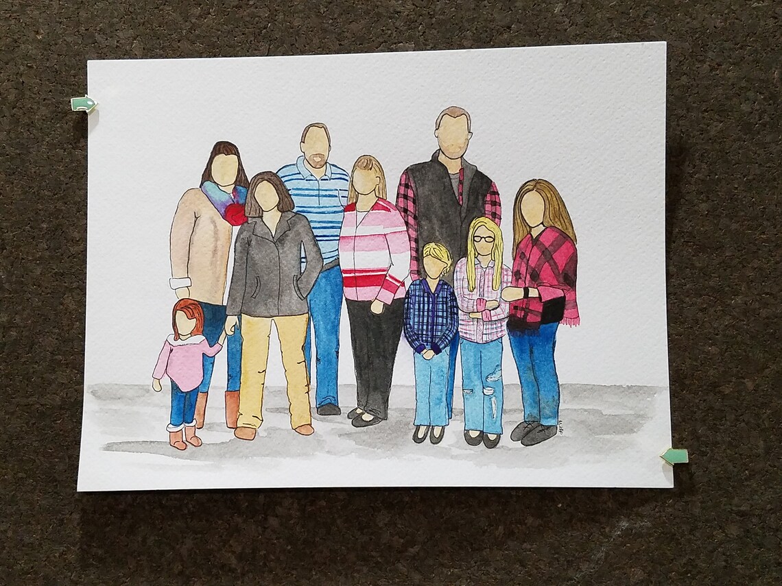 Custom Family Illustration Watercolor Portrait Painting of Special ...