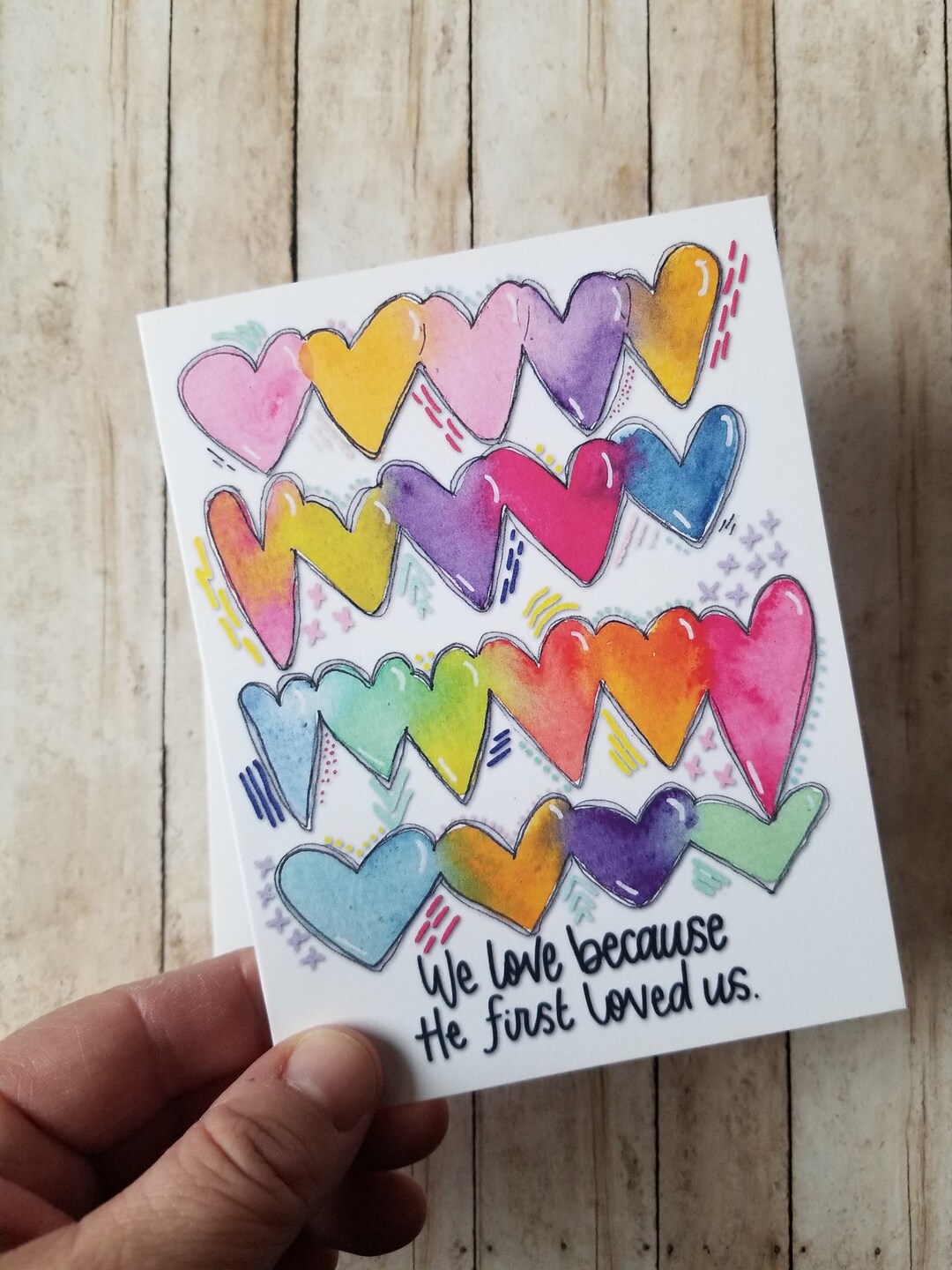We Love Because God First Loved Us - Christian Notecard, Blank Inside ...