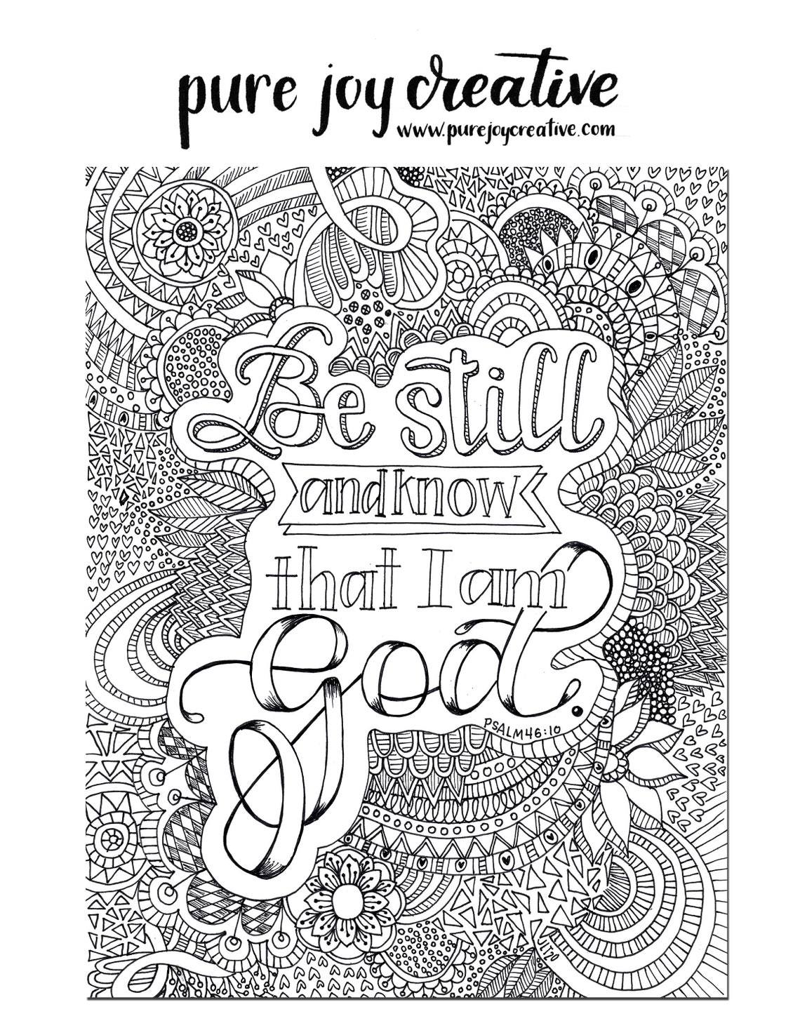 Be Still and Know Psalm 46:10 Printable Adult Coloring Page - Etsy Canada