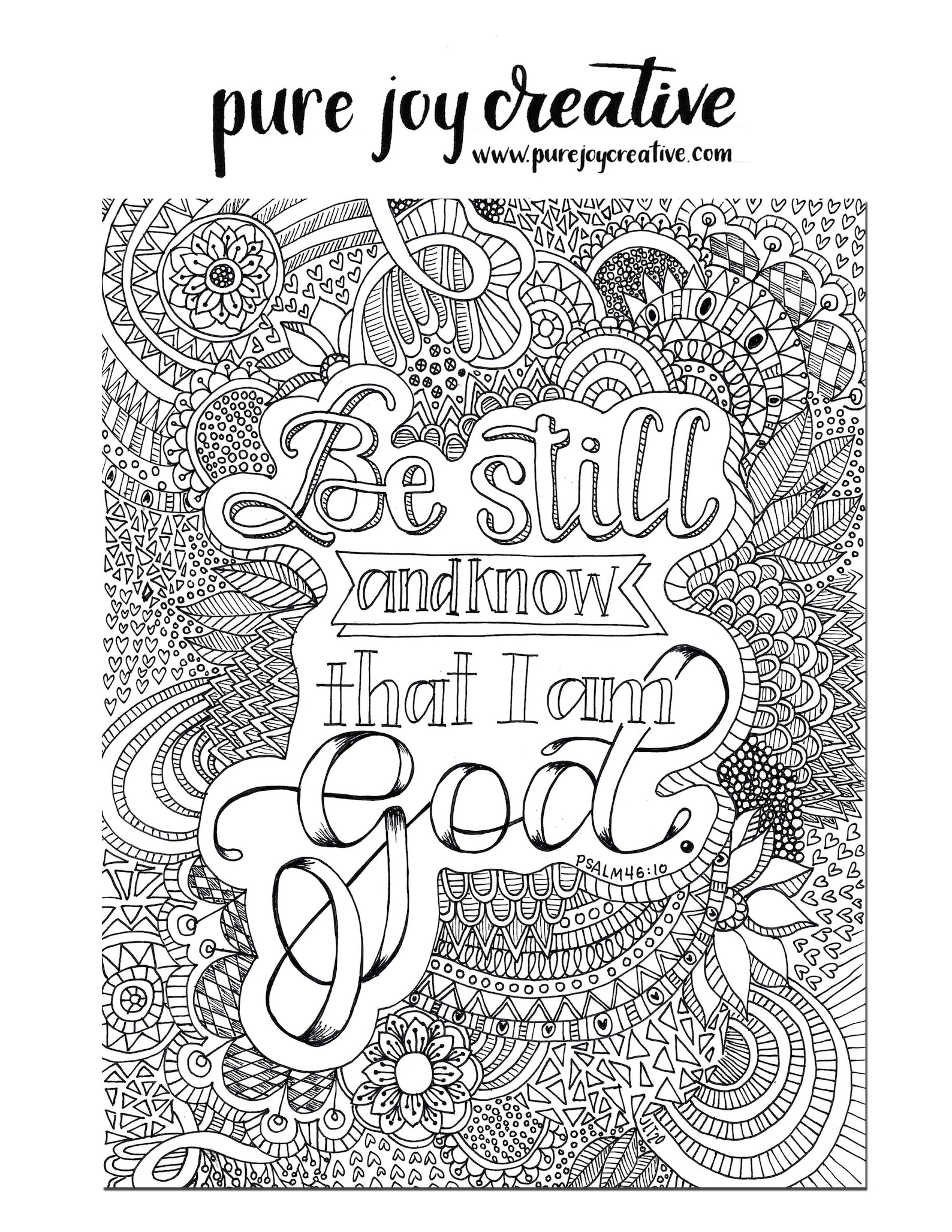 Be Still and Know Psalm 46:10 Printable Adult Coloring Page - Etsy Canada