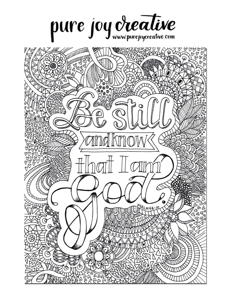Be Still and Know Psalm 46:10 Printable Adult Coloring Page - Etsy