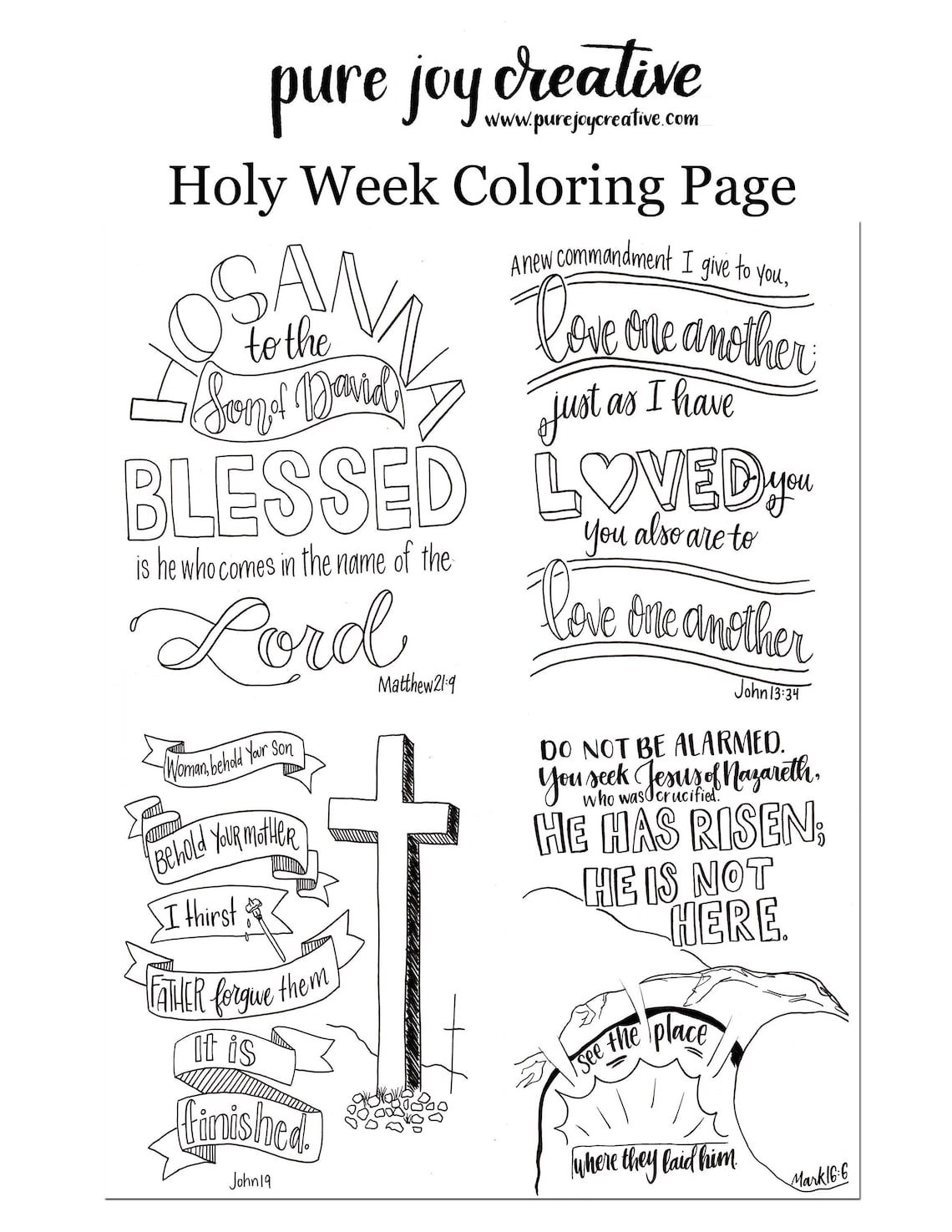 Holy Week Coloring Page Four Images for Holy Week Palm - Etsy