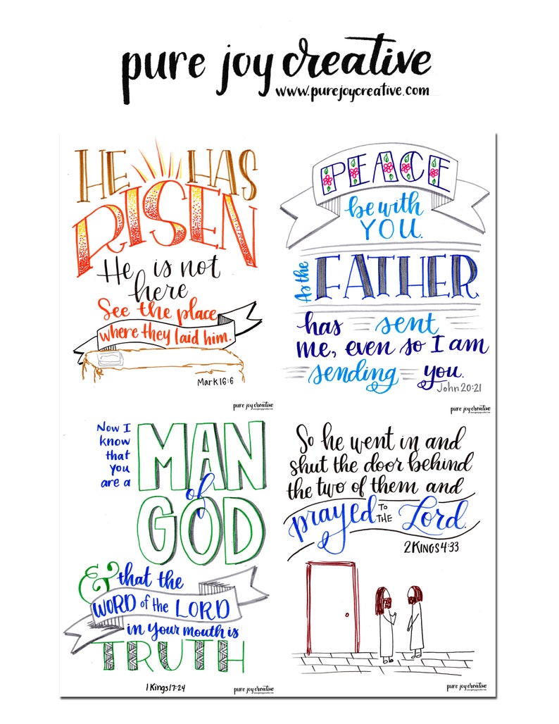 20 Colorful Scripture Cards Digital Art for Bible | Etsy