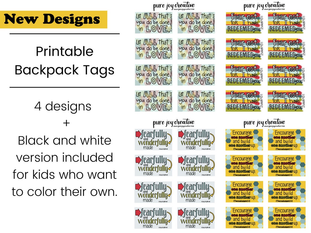 Printable Back Pack Tag - Group Printing License - Backpack Blessing ...