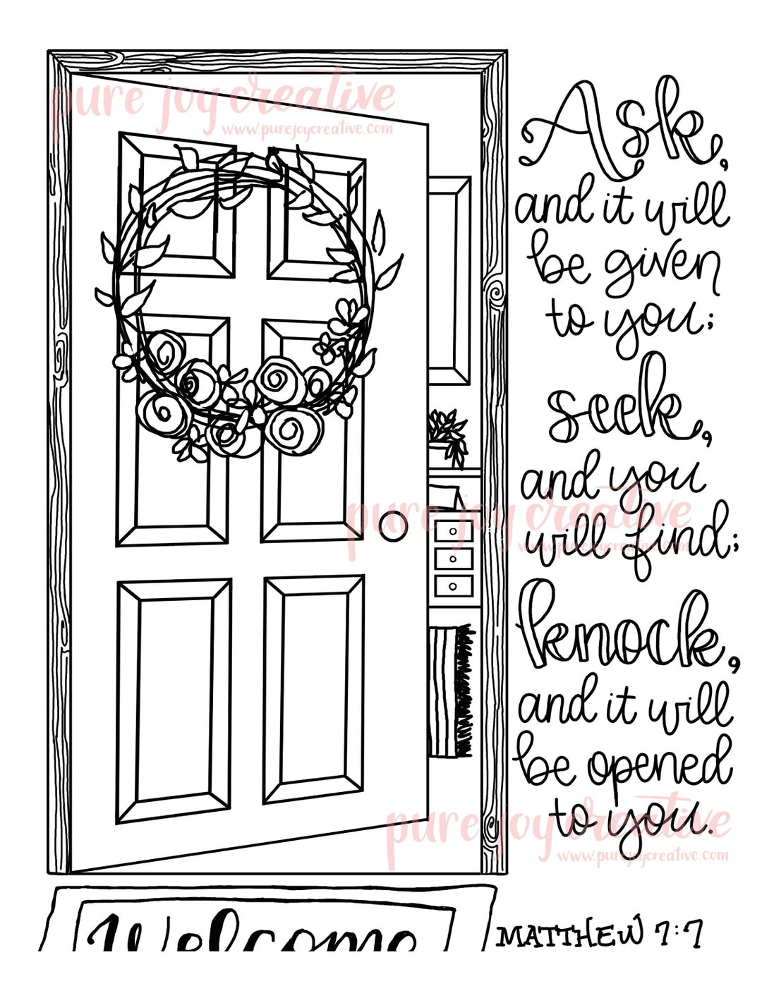 Ask Seek Knock Coloring Page Bible Verse Art Coloring - Etsy